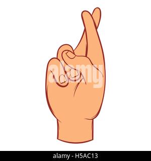 Fingers crossed icon in cartoon style Stock Vector Image & Art - Alamy