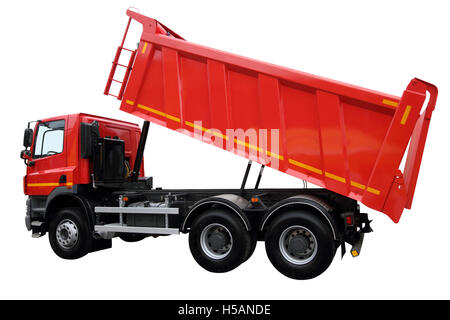 The red lorry isolated on a white background Stock Photo - Alamy
