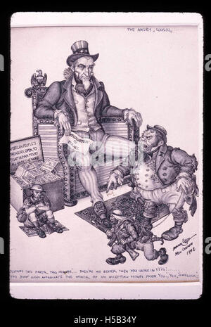 A political cartoon depicting Uncle Sam speaking to Japan and gesturing ...