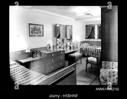 The cabin interior of the SS Orcades from around 1960 is shown ...