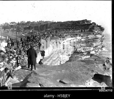A large crowd of civilians gathered at The Gap in Sydney on July 23 ...