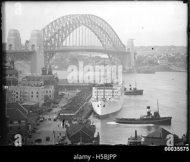 A photograph of the RMS Strathnaver, a passenger ship, seen from the ...