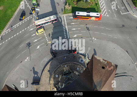 Roundabout at Column in Barcelona - aerial view Stock Photo - Alamy