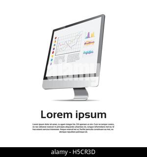 Desktop Monitor Workstation Graph Set Finance Diagram Infographic ...