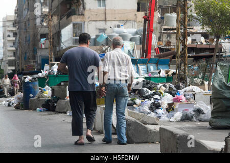 Beirut Lebanon. 21st October 2016. Uncollected Rubbish bags start to ...