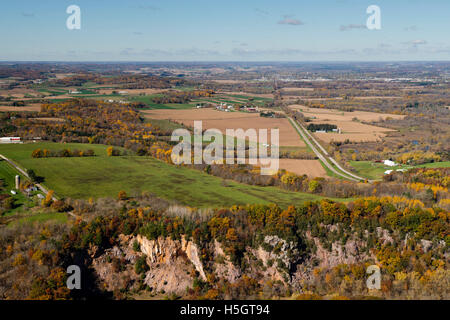 Aerial view of Abelman's Gorge (below), near Rock Springs, Wisconsin ...