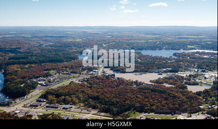 Aerial view of the Dells of the Wisconsin River and the city of ...