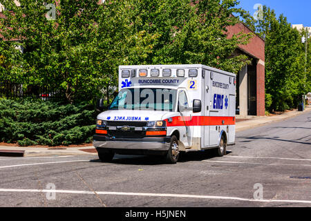 EMS ambulance on the way to a call-out in Asheville NC Stock Photo - Alamy