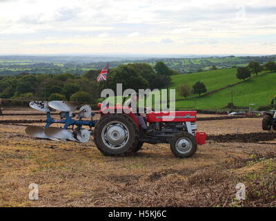 A farmer flying the Union Jack flag from his tractor competing in the ...