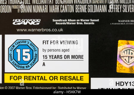 15 rating classification rated fifteen on VHS video cassette tape ...