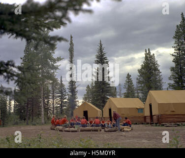 Junior Forest Wardens at a camp near Blue Lake, Alberta, Canada. This ...