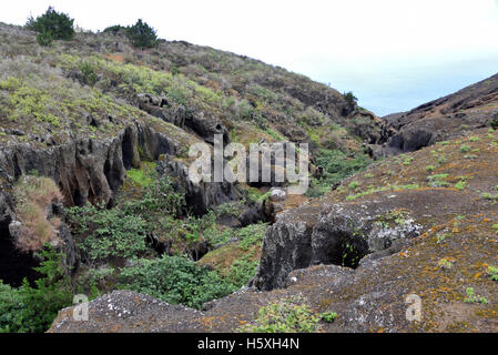 The Devil's Ashpit - a large fissure in pyroclastic deposits Stock ...