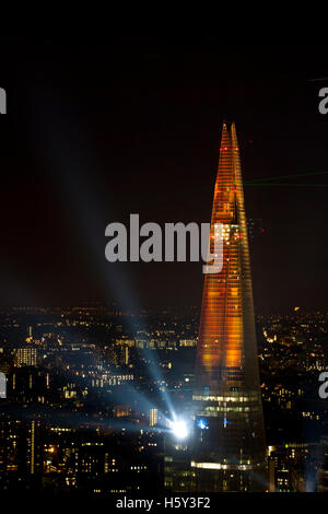 The Shard Lightshow photographed from the Gherkin Stock Photo - Alamy