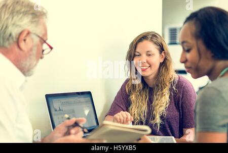 Friends Working Discussion Meeting Sharing Ideas Concept Stock Photo ...
