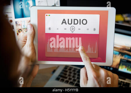 Hands Selecting Music Technology Concept Stock Photo - Alamy