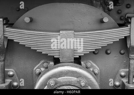 Steam locomotive, leaf spring, detail, b/w, locomotive, locomotive ...