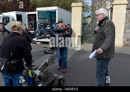 Irish movie director and producer Tom Collins on the film set of ...