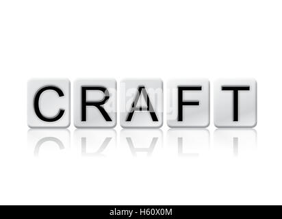 The word "Crafts" written in tile letters isolated on a white ...
