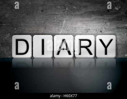 The word "Diary" written in tile letters isolated on a white background ...