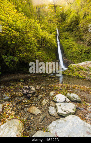 White Lady waterfall in Lydford Gorge, UK in autumn scenery Stock Photo ...