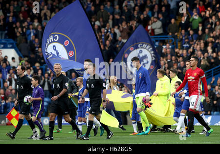 Chelsea walk out onto the pitch ahead of the Premier League match at ...
