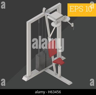 Pull Down Exercise Machine Workout Weights Lap Bar Restrain Black White ...