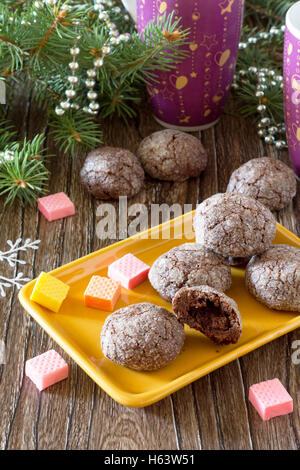 chocolate gingerbread with ginger flavor on the table, a large number ...