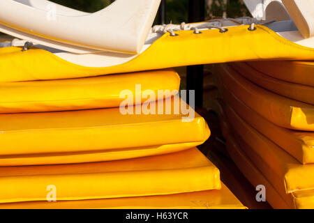 yellow sun bed mattresses Stock Photo - Alamy