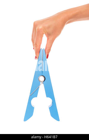 hand holding clothes pin Stock Photo - Alamy