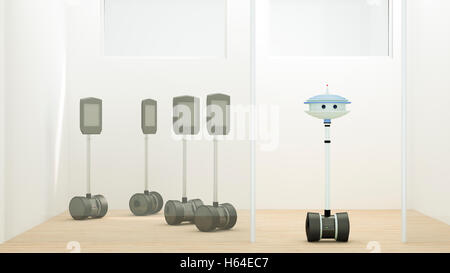 Robots on standby in storeroom Stock Photo - Alamy