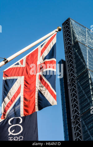 A Union Jack flying outside the Leadenhall Building, the Cheesegrater ...