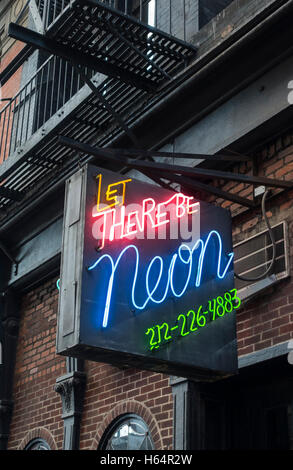 Let There Be Neon sign in Tribeca, Manhattan, New York City Stock Photo ...