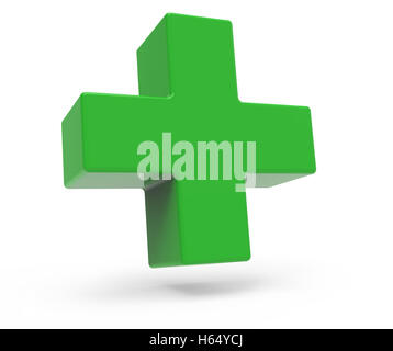 green plus sign isolated on white background, left leaning, 3d ...