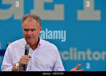 Sen. Tim Kaine, D-Va., speaks with reporters about President Donald ...