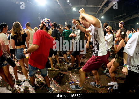 Crowd cheering in front row at a music festival Stock Photo: 48241664 ...