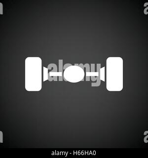 Car rear axle icon. Black background with white. Vector illustration ...