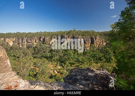 Spectacular view of deep Robinson gorge, rugged sandstone cliffs & wide ...