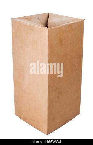 Old dusty brown cardboard box isolated on white background Stock Photo ...