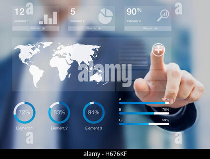 Businessman presenting financial report online to colleague, clever ...