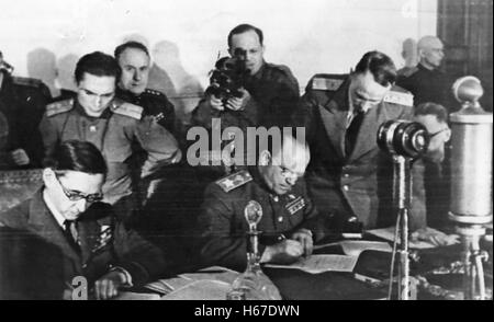 The signing the German Instrument of Surrender at the Soviet ...