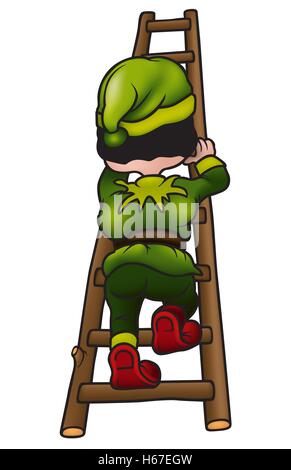 Drawing of a Dwarf Climbing a Ladder Stock Vector Image & Art - Alamy