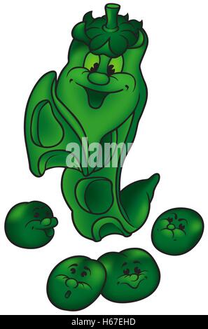 Smiling cartoon character of green beans with megaphone Stock Vector ...