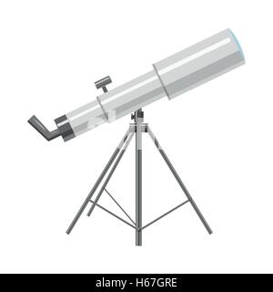 3D telescope in cartoon style. Front and back view. Optical device for ...