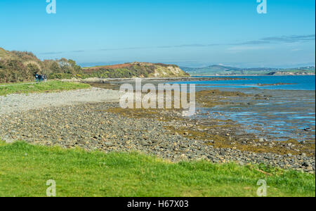 View from the coastal path at Penrhos country Park on Anglesey Stock ...