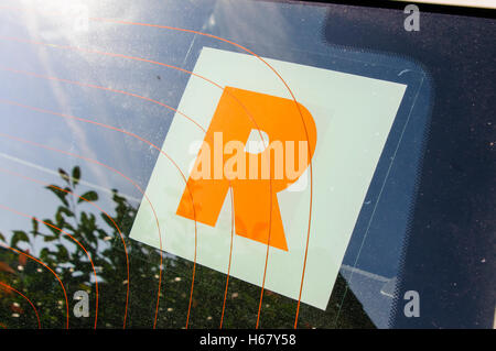 R for restricted plates on a car in northern ireland after passing a ...