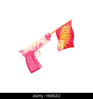 Shooting toy gun pistol with bang flag vector icon. Weapon pistol toy ...