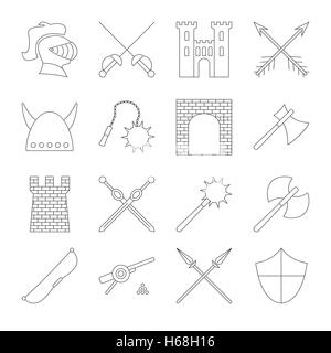Medieval line icons signs set. Design collection of Medieval, Knights ...