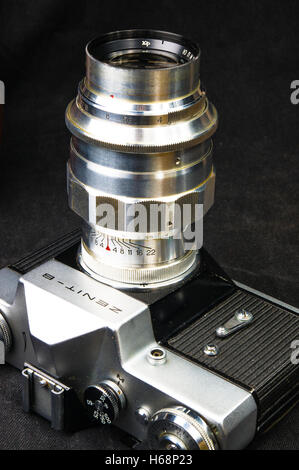 DONETSK, UKRAINE - May 07, 2016: old soviet film SLR camera Zenit - B ...