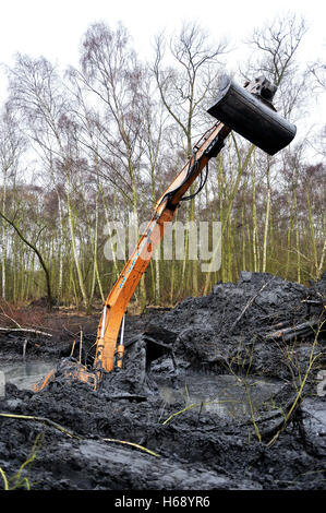 Mechanical digger stuck in mud Stock Photo - Alamy