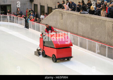 Zamboni Machine Smoothing Ice, Rockefeller Center Skating Rink, NYC ...